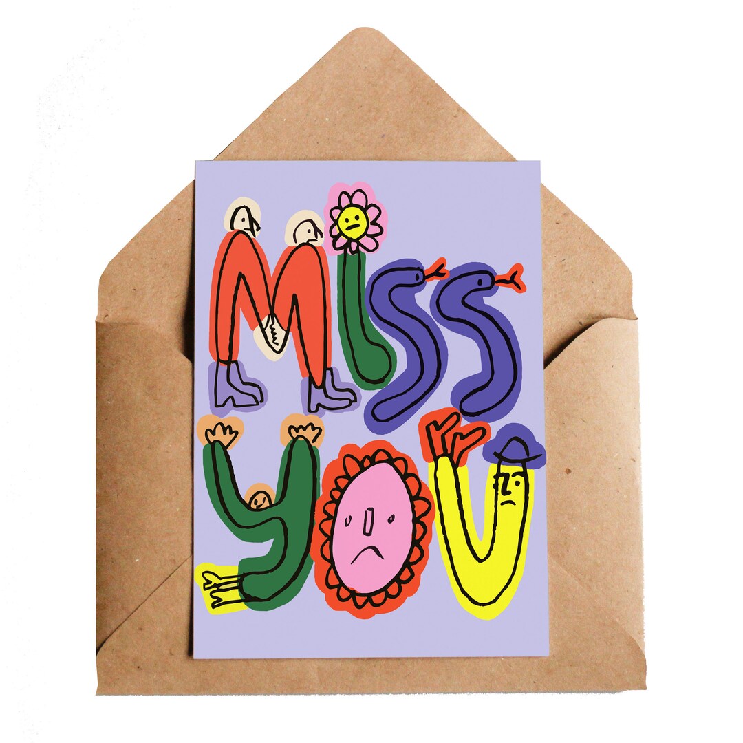 Miss You Card, A6 | Illustrated Card | Thinking of You | Missing Our ...