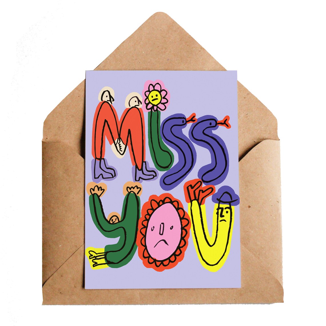 Miss You Card A6 Illustrated Card Thinking of You | Etsy