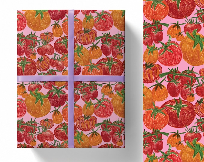 Tomatoes on Pink | Luxury Gift Wrap Sheet | Large Size B2 | Tomato ...