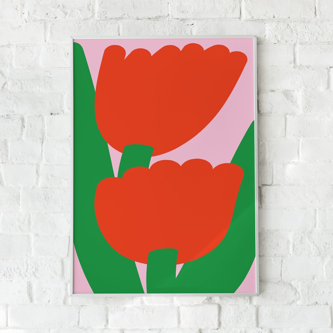 Big Tulips - Fine Art Print A4 / A3 | Statement Bold Graphic Wall Art ...