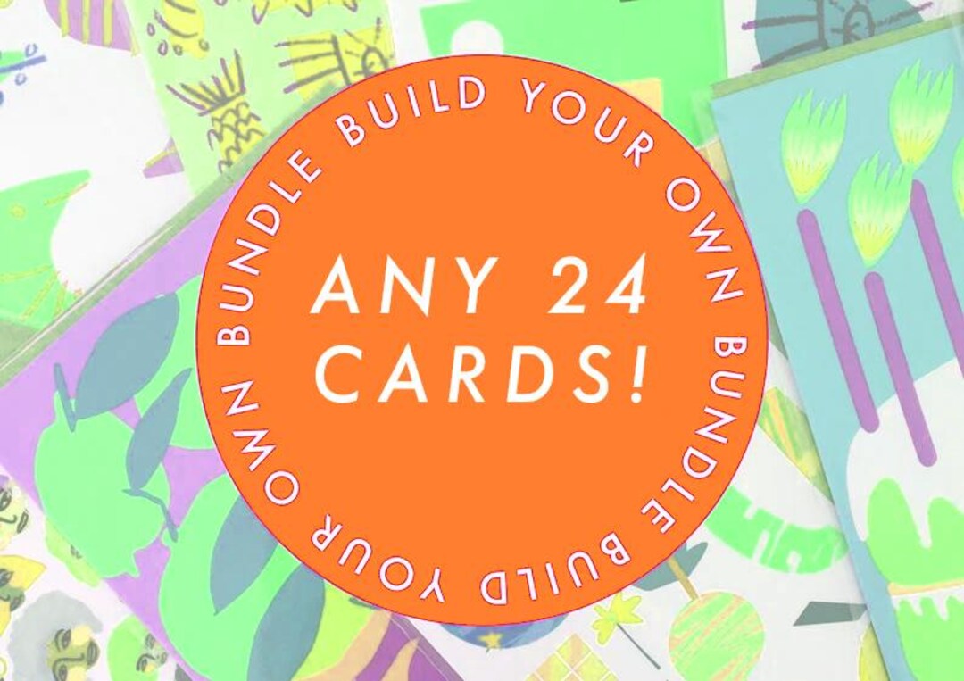 CARD BUNDLE | Any 24 Cards | Choose Your Own | Illustrated Greeting ...