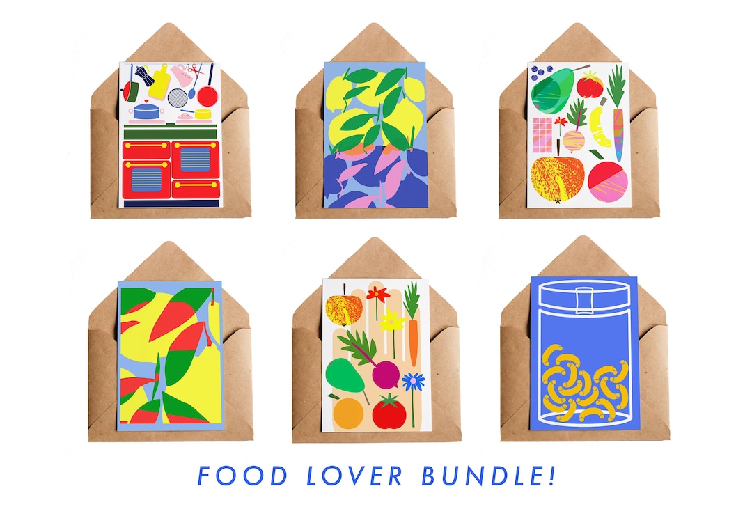 Foodie Bundle of 6 | Card Bundle | Illustrated Greeting Cards Set ...