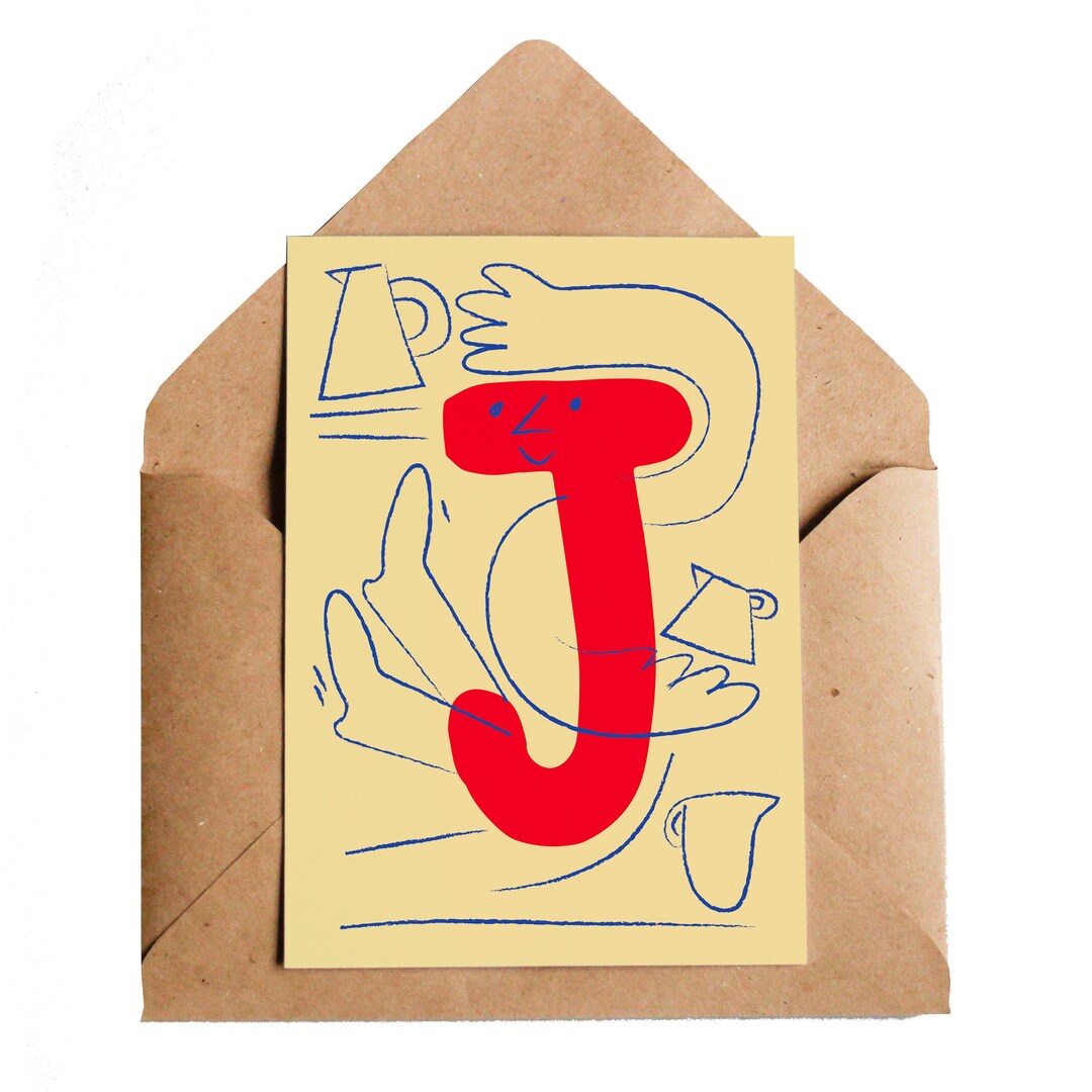 Letter J | Alphabet Cards | Initials Monogram Names | Illustrated Cards ...