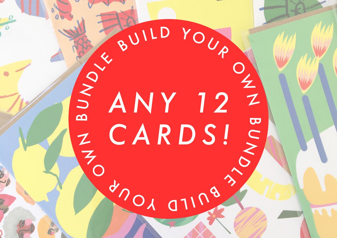 CARD BUNDLE | Any 12 Cards | Choose Your Own | Illustrated Greeting ...