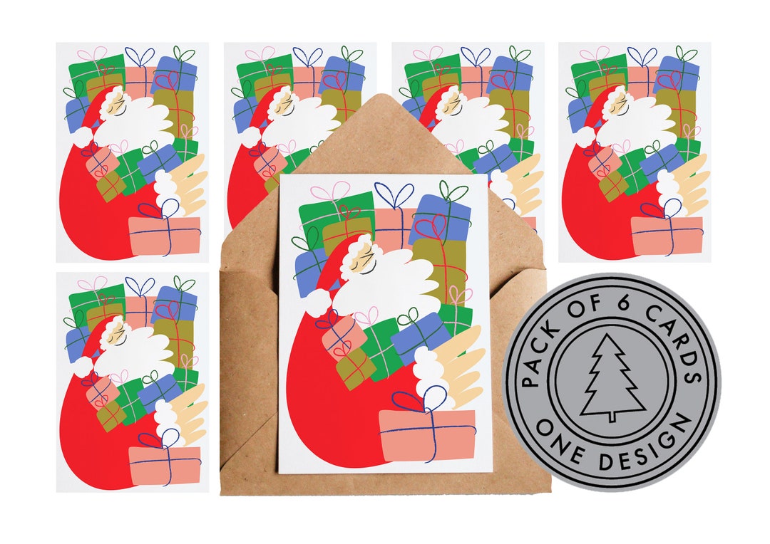 Paquete de 6, Tarjetas de Navidad, Papá Noel, Paquete de tarjetas ...