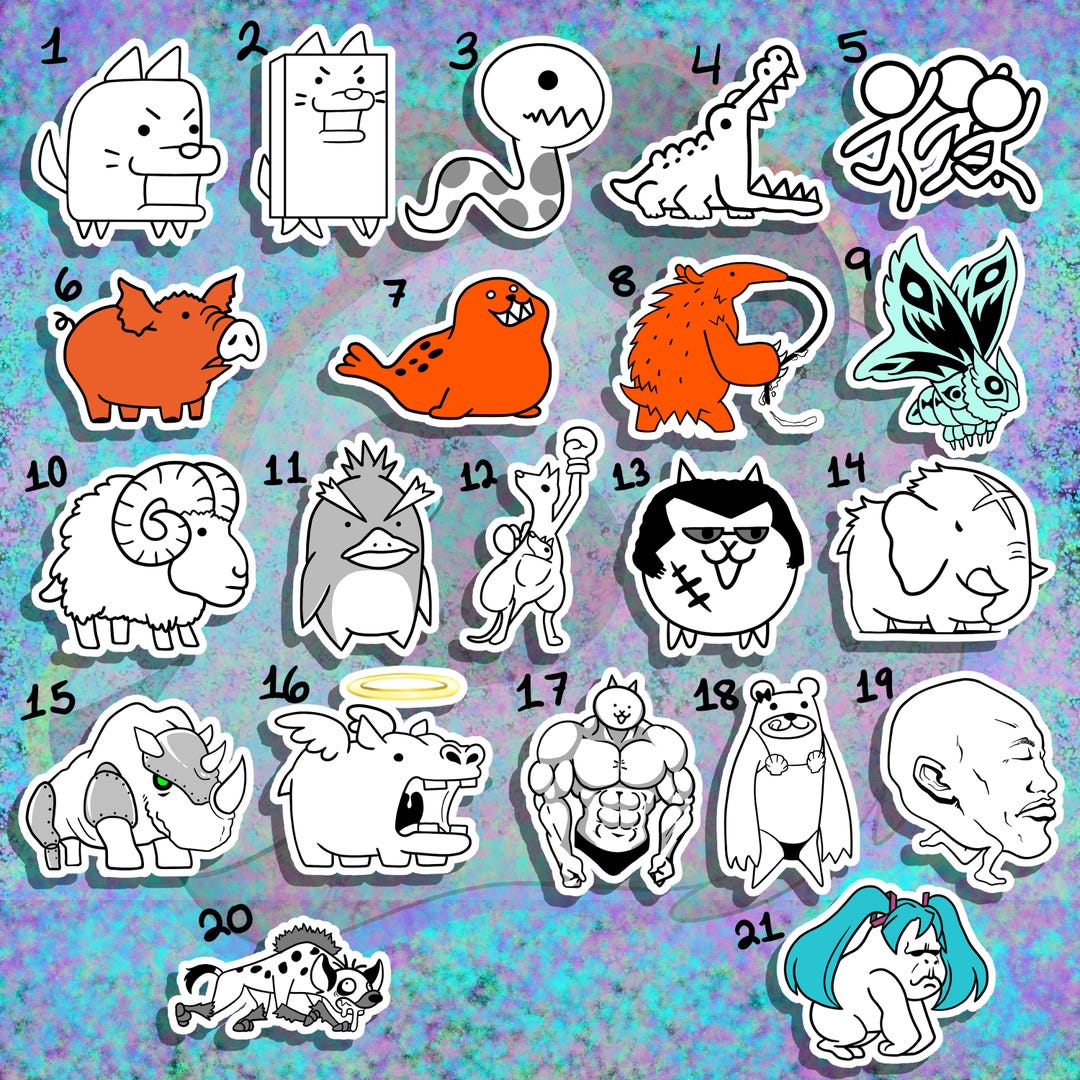 The Battle Cats Stickers | ENEMIES | Waterproof | UV Resistant ...