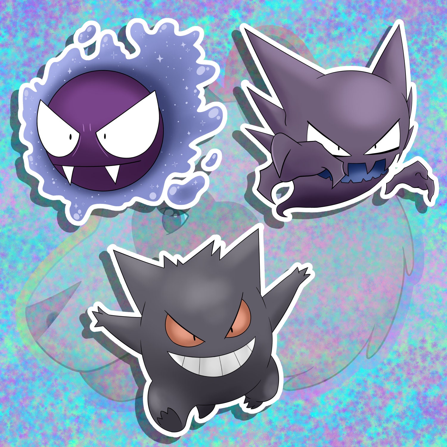 Shiny Gastly, Haunter, and Gengar - Etsy