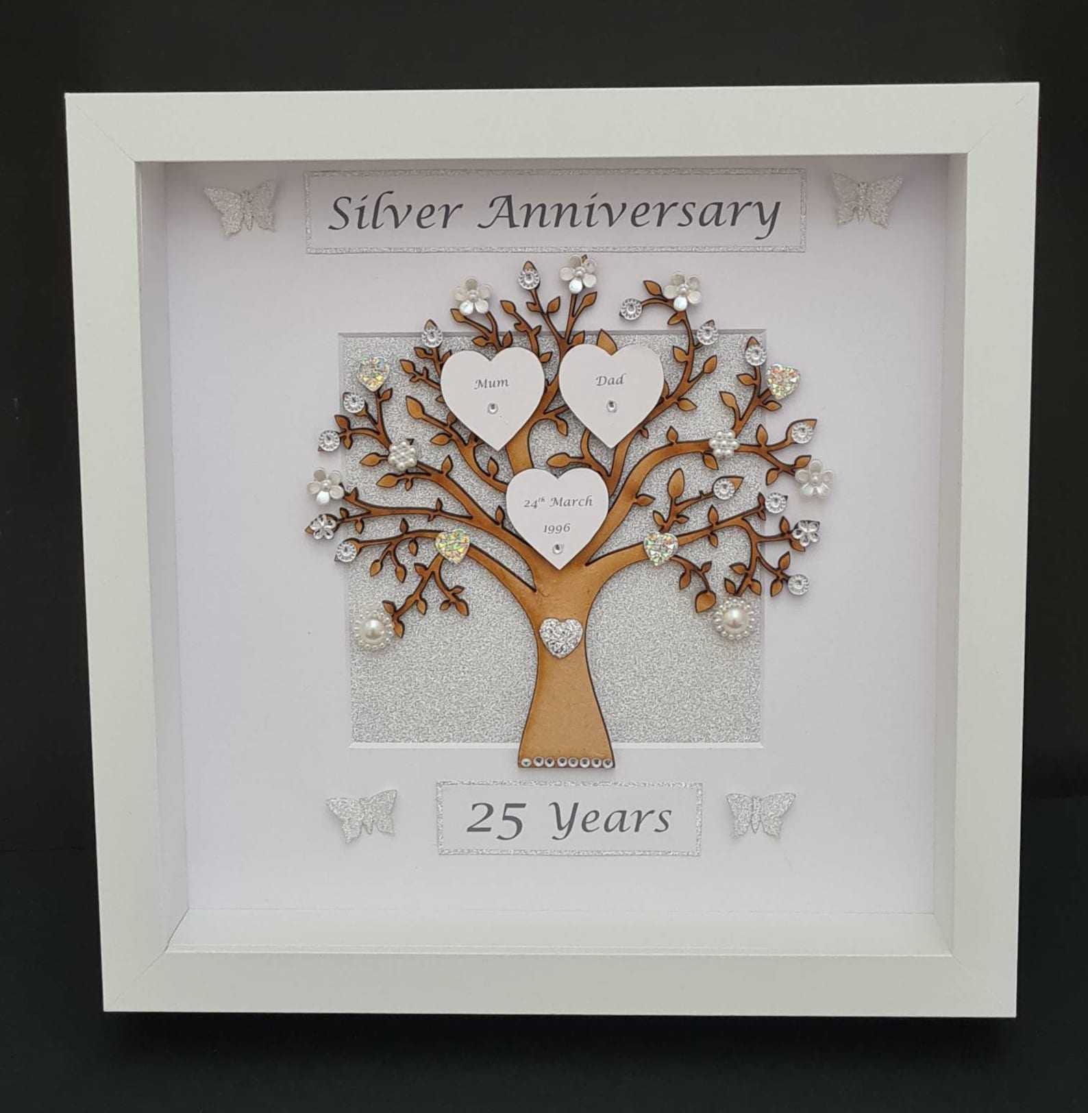 Personalized 25th Anniversary Box Frame, Silver Wedding Keepsake - Etsy UK