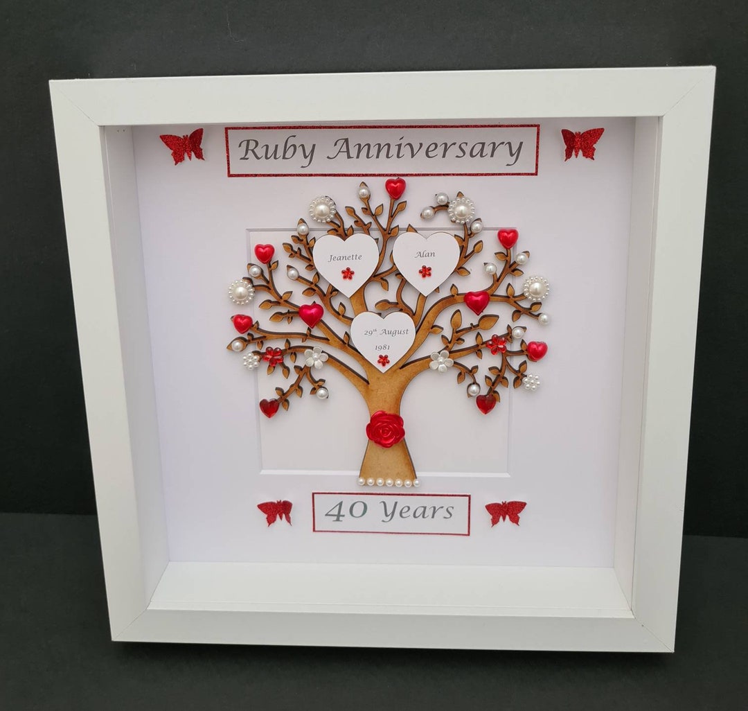 40th Ruby Wedding Anniversary. Anniversary Gift. Anniversary Keepsake ...