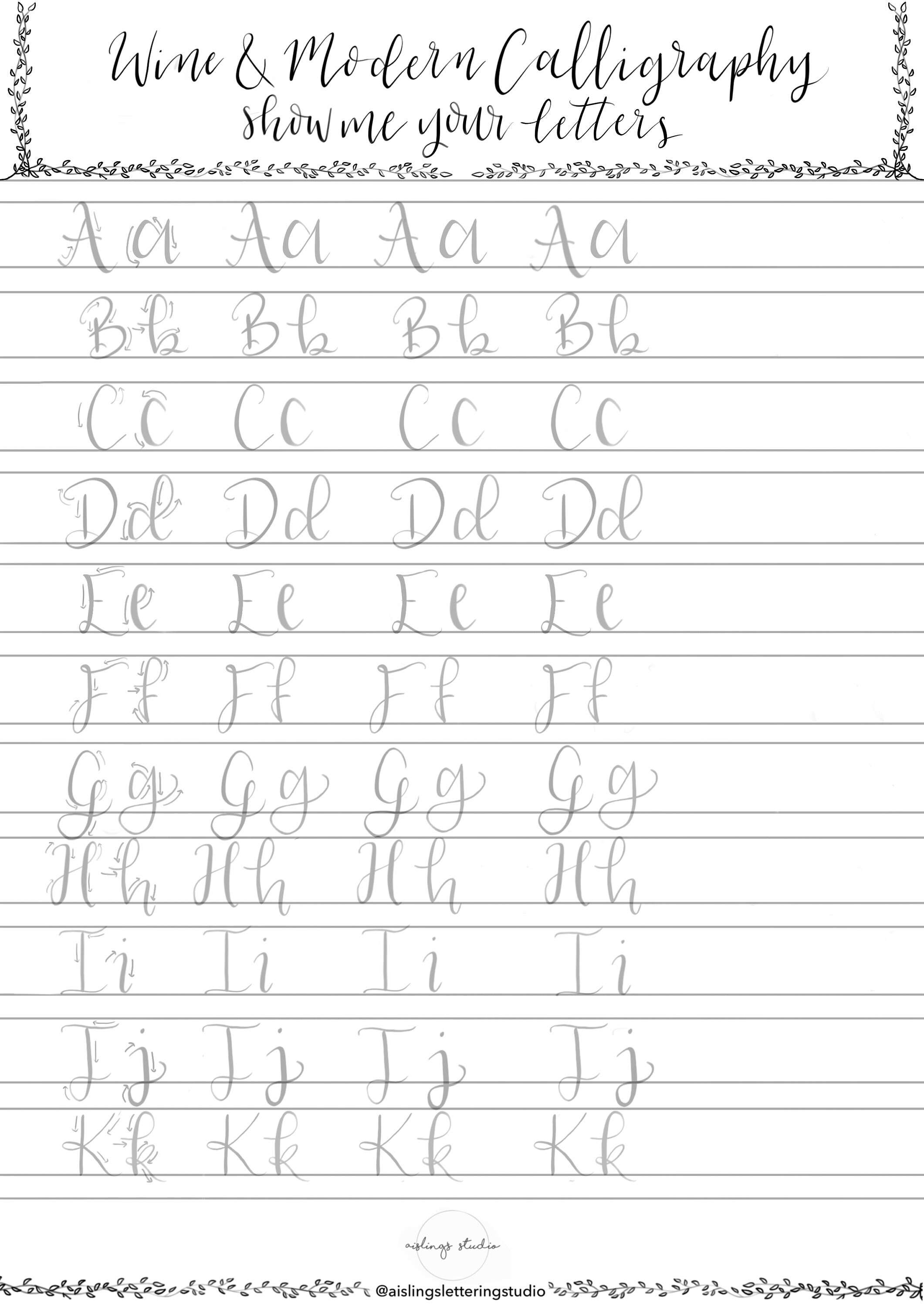 Modern Calligraphy Worksheets Learn Modern Calligraphy - Etsy