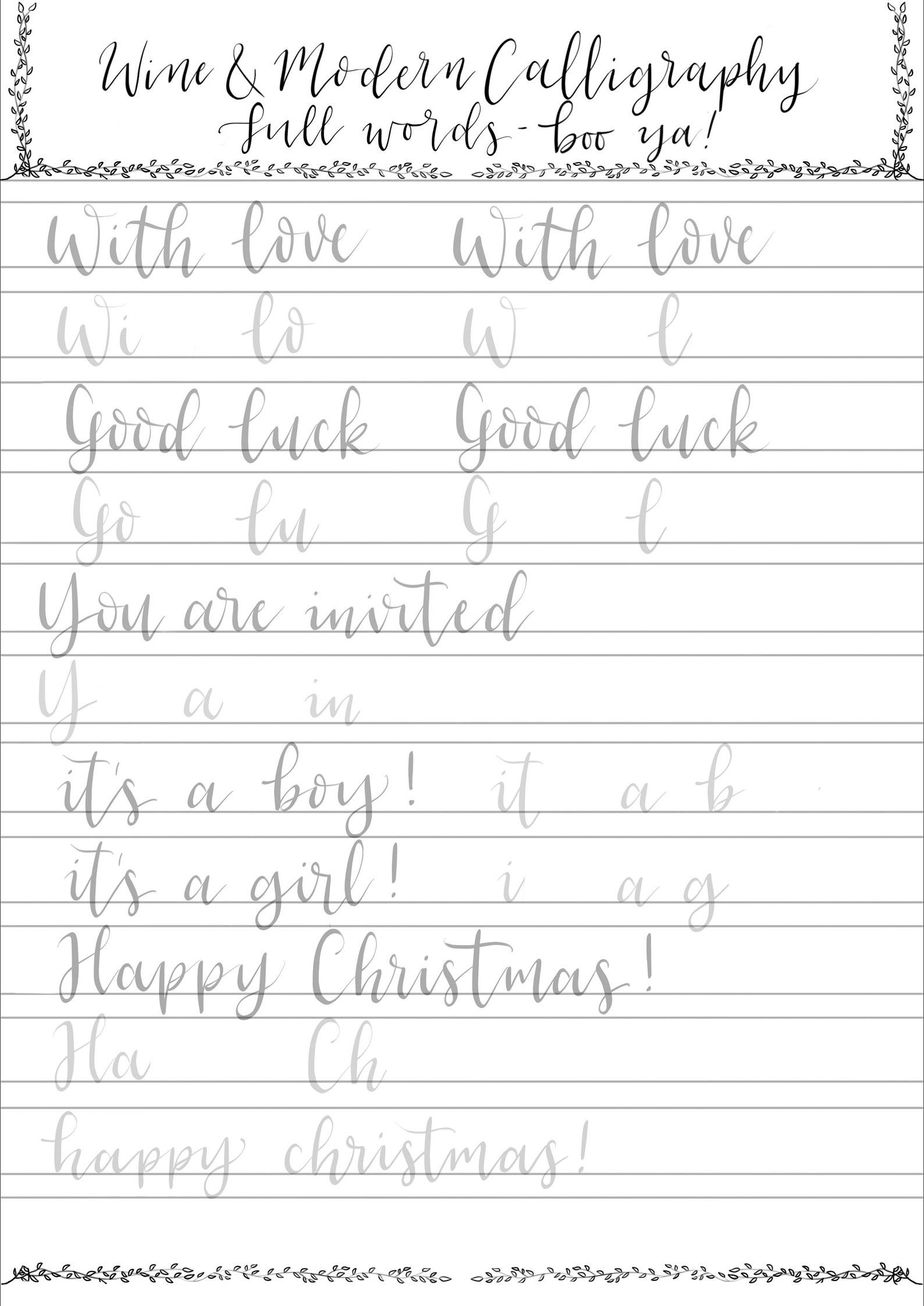 Modern Calligraphy Worksheets - Learn Modern Calligraphy - Etsy