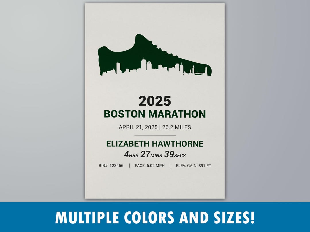 Personalized Boston Marathon Poster Print | Customizable Gift for ...