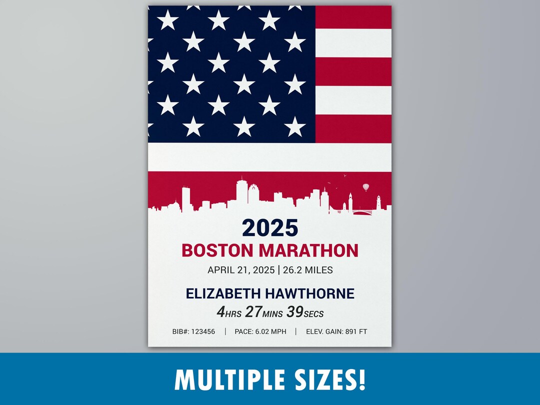 Personalized Boston Marathon Poster Print | Customizable Gift for ...
