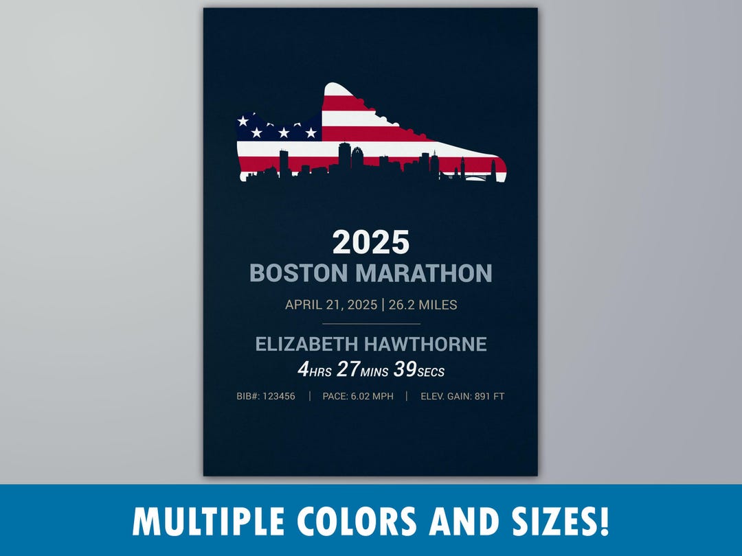 Personalized Boston Marathon Poster Print | Customizable Gift for ...