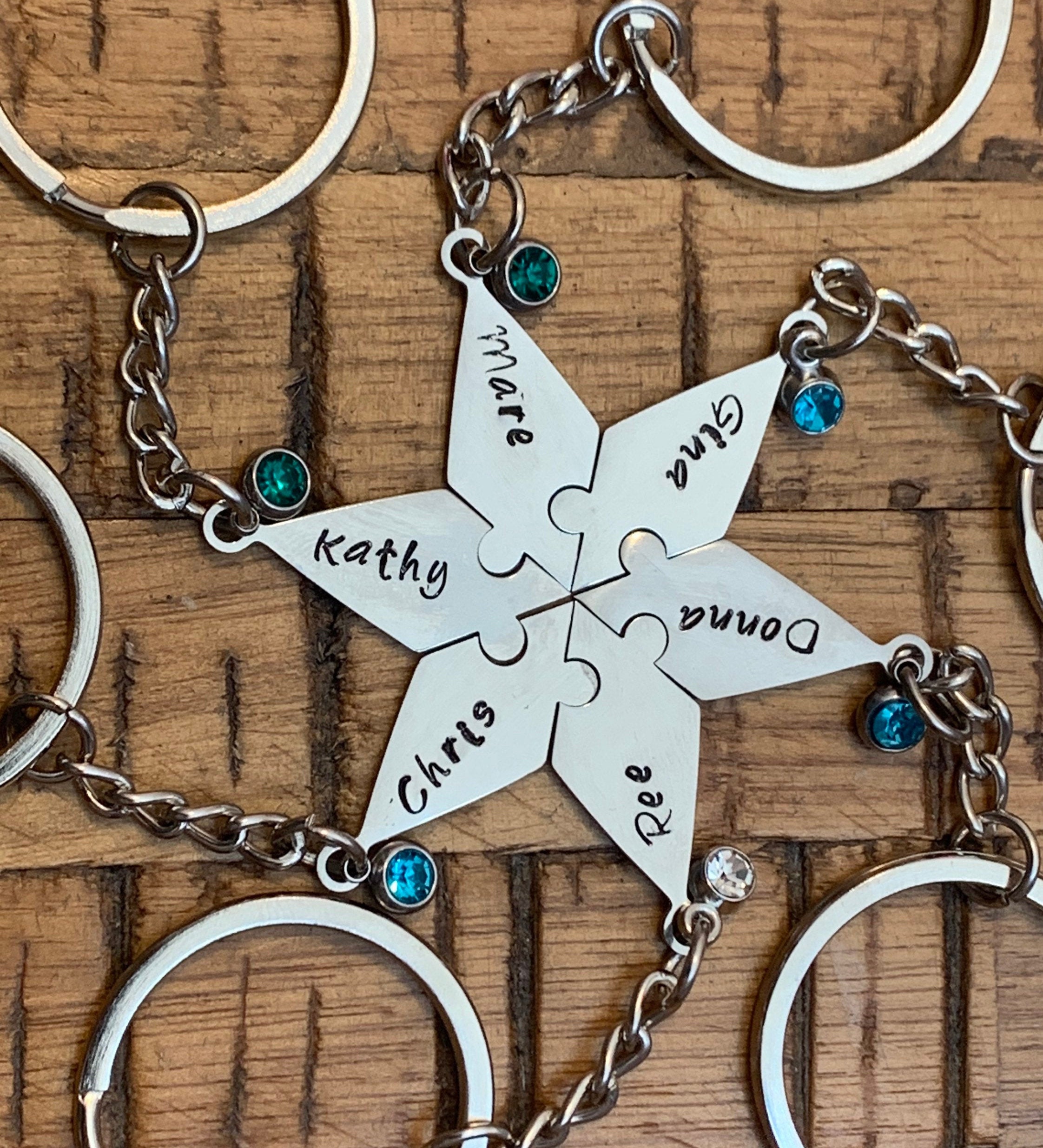 Set of 6 Set of 5 Star Puzzle Piece Family Keychains Best - Etsy