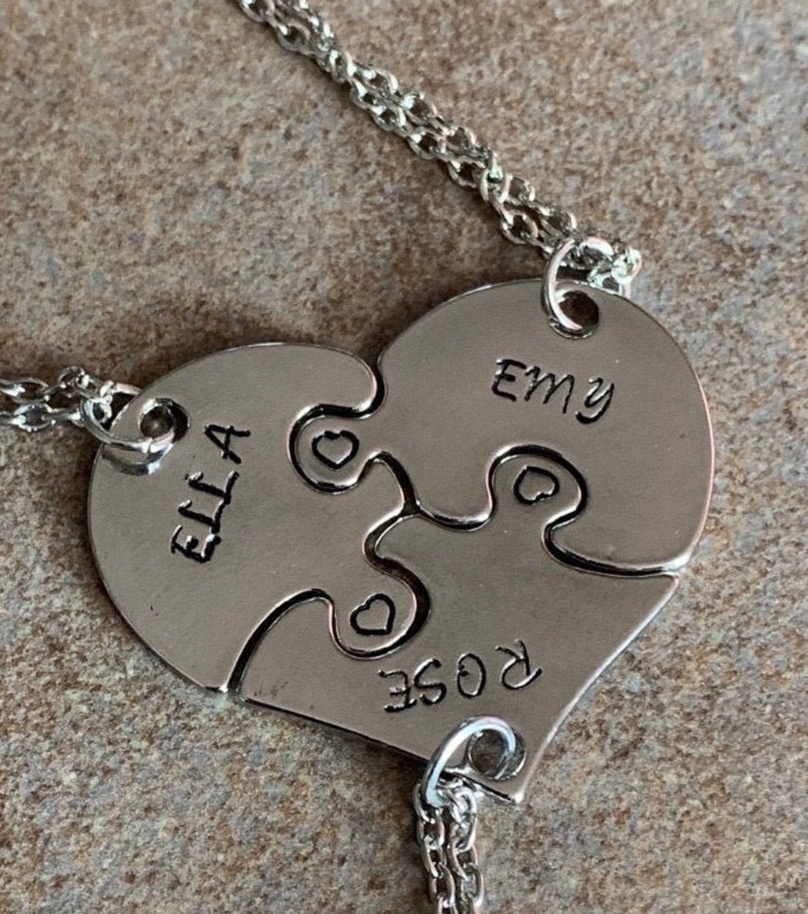 Customize Hand Stamp Heart Puzzle Keychain Set Personalized - Etsy