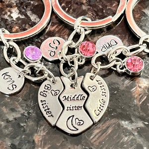 3 Sisters Keychain, Big Sis Mid Sis Lil Sis Keychain, Big Sister ...