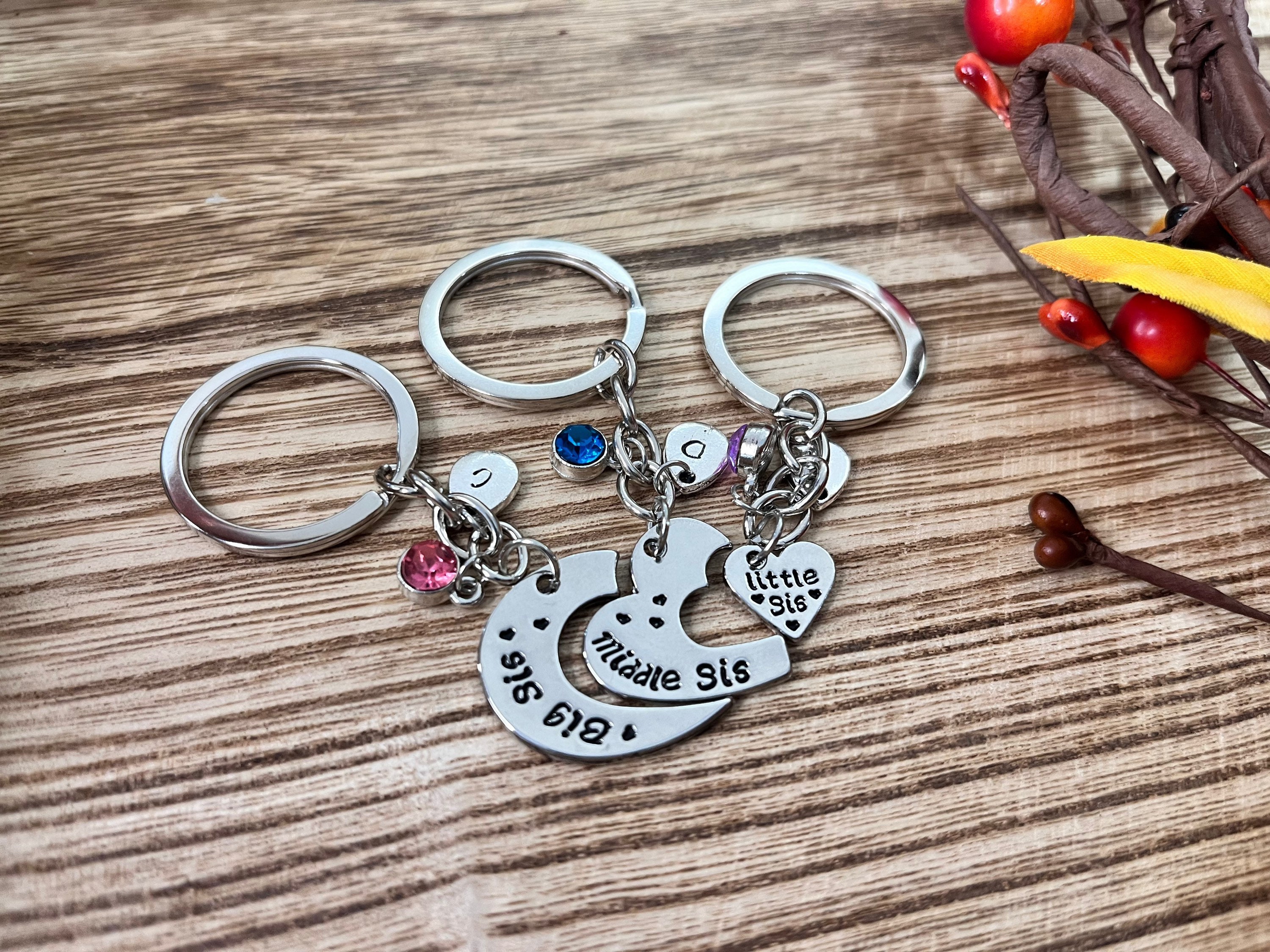 3 Sisters Keychain, Big Sis Mid Sis Lil Sis Keychain, Big Sister ...