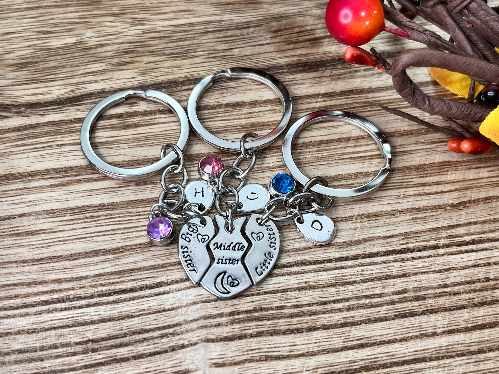 3 Sisters Keychain Big Sis Mid Sis Lil Sis Keychain Big - Etsy