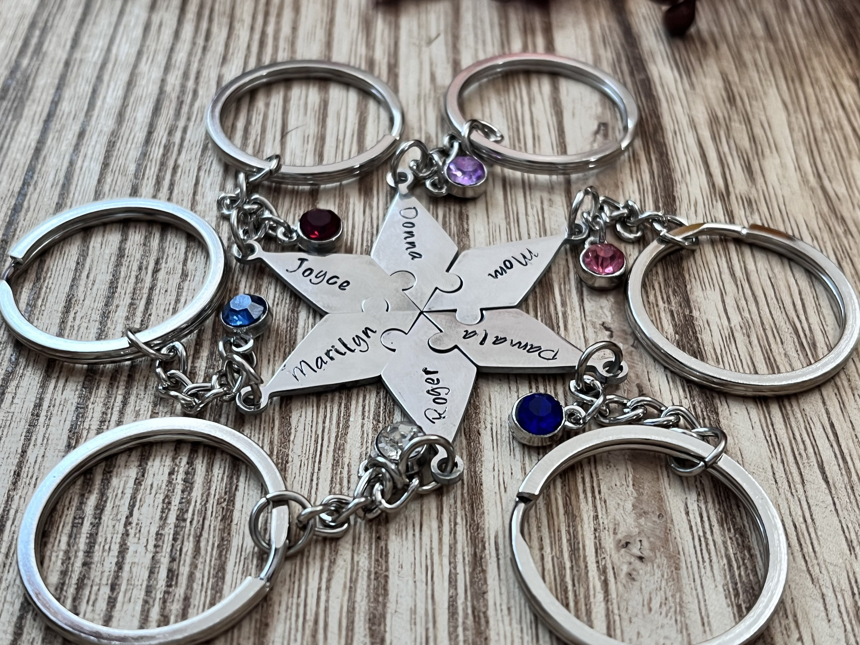Set of 6 Set of 5 Star Puzzle Piece Family Keychains Best - Etsy Australia