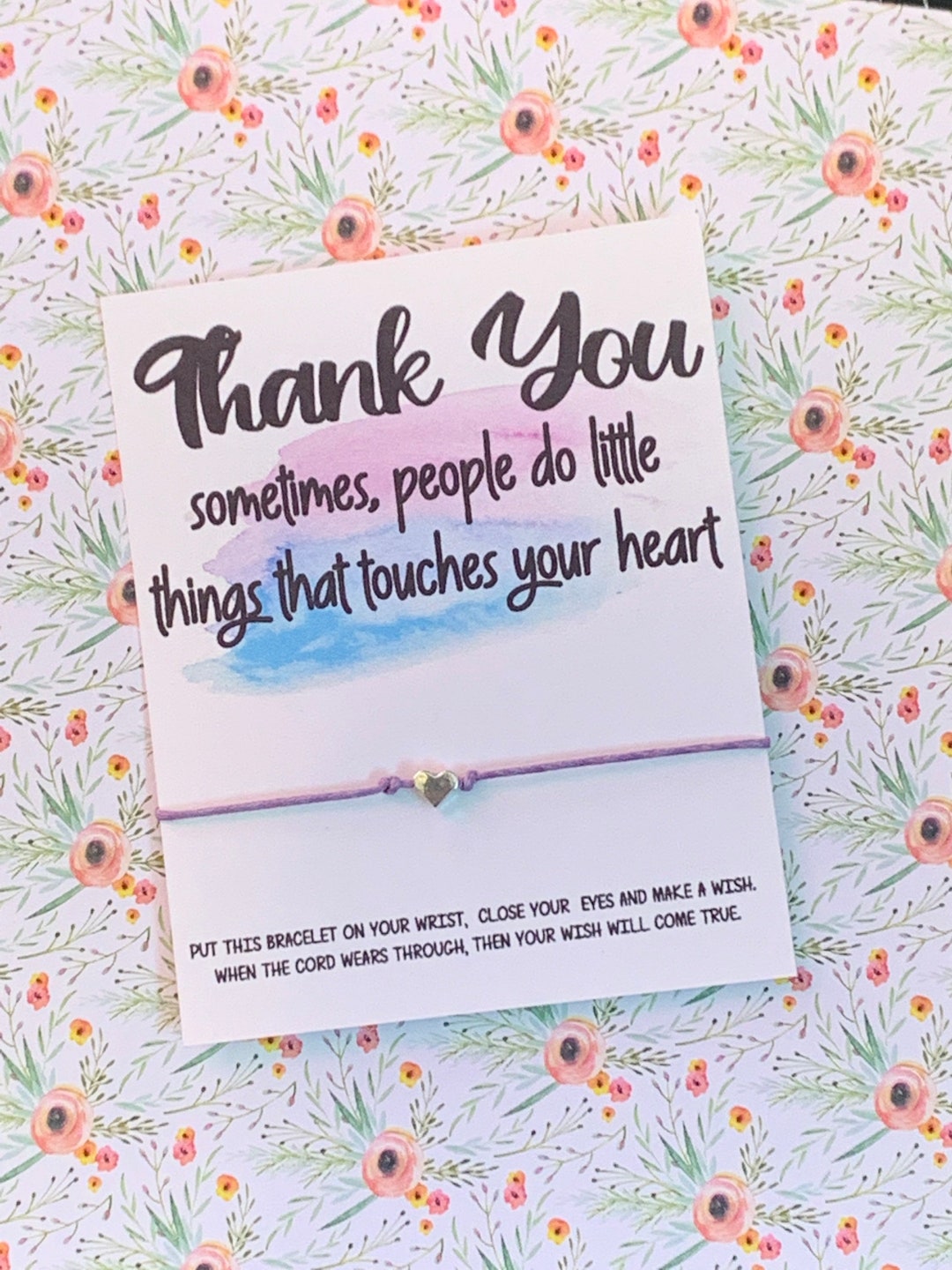 WISH Bracelet Thank You, Simple, Gratitude, Recognition Gift, Thanks ...