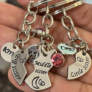 3 Sisters Keychain, Big Sis Mid Sis Lil Sis Keychain, Big Sister ...