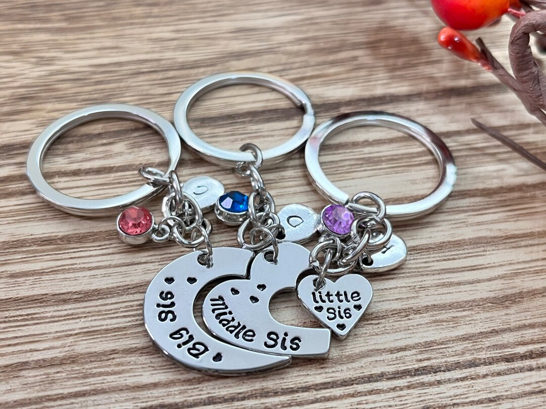3 Sisters Keychain, Big Sis Mid Sis Lil Sis Keychain, Big Sister ...