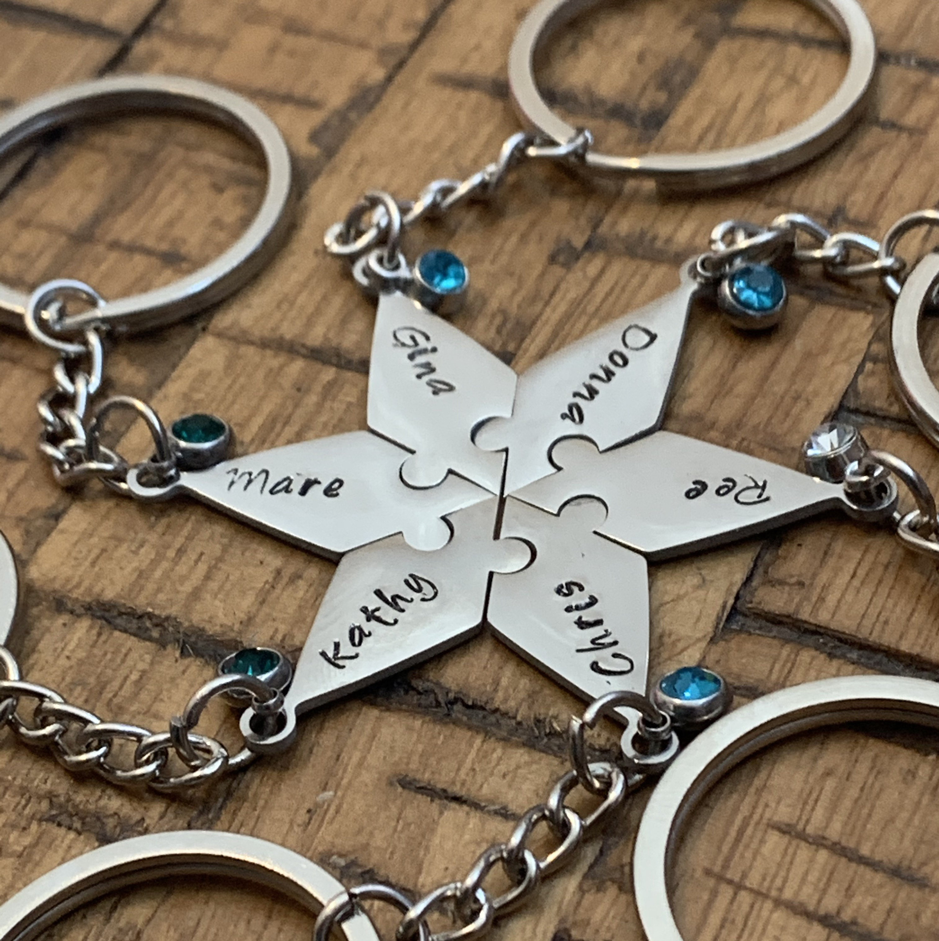 Set of 5 Set of 6 Star Puzzle Piece Family Keychains Best | Etsy