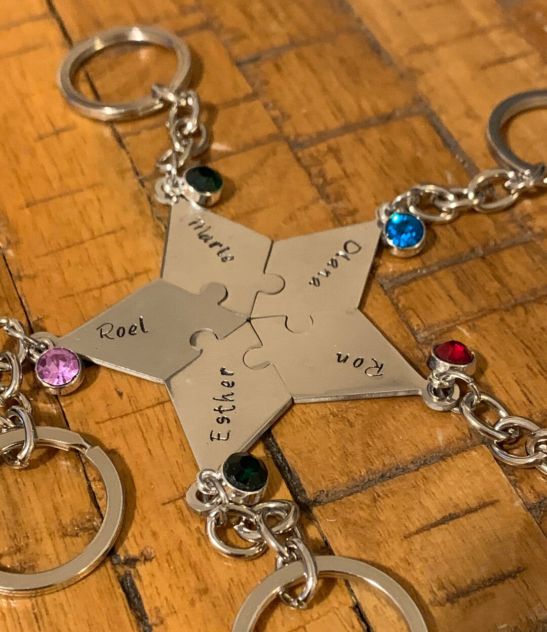 Set of 5, Set of 6, Star Puzzle Piece Family Keychains, Best Friend ...
