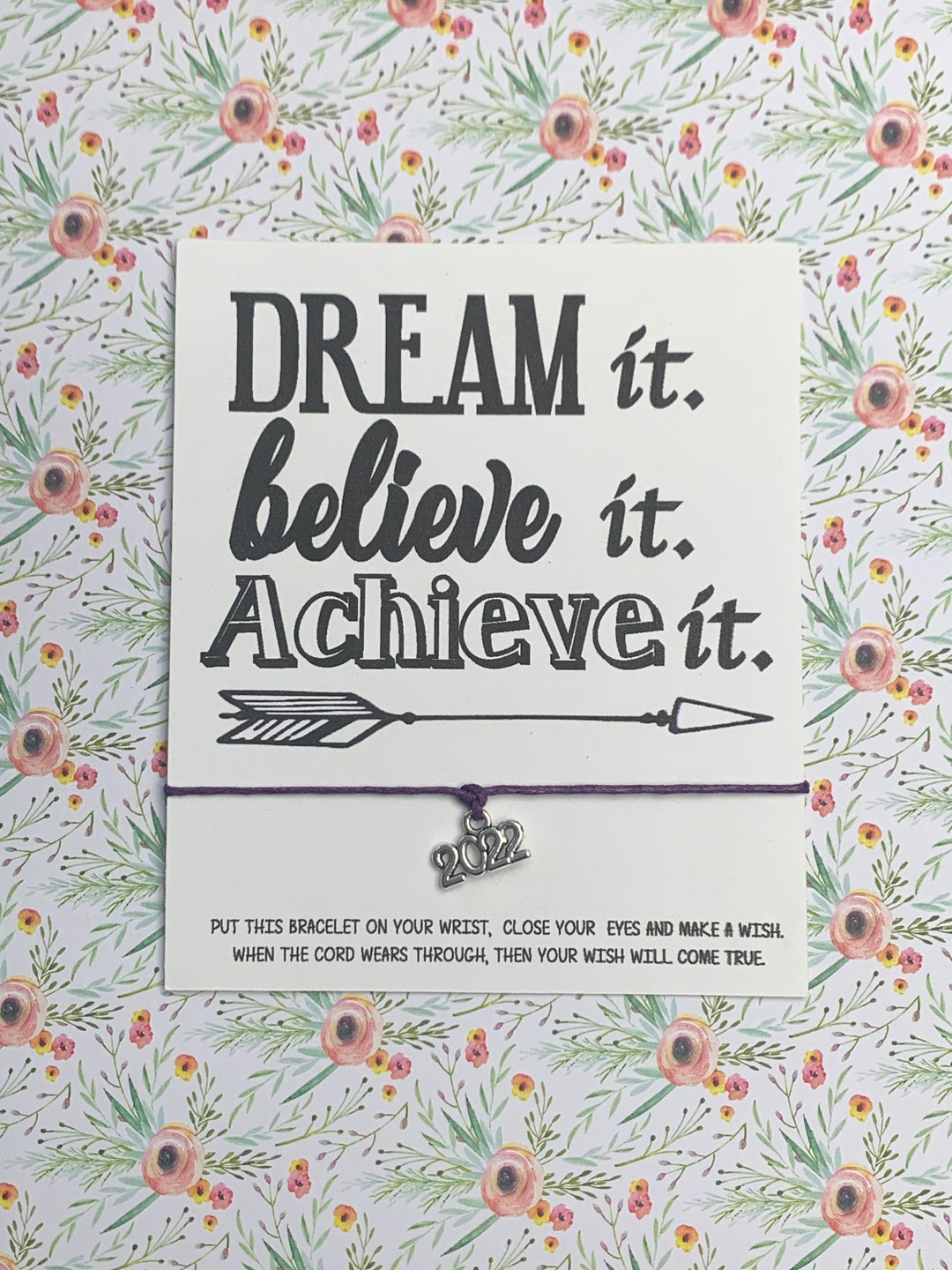 Dream Believe Achieve, Wish Bracelet, Inspirational Bracelet, Mantra ...