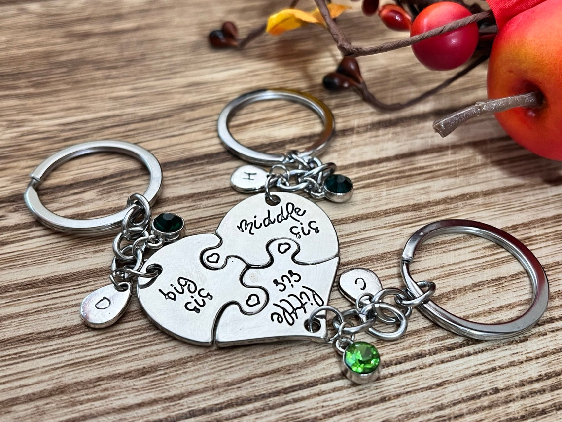 3 Sisters Keychain, Big Sis Mid Sis Lil Sis Keychain, Big Sister ...