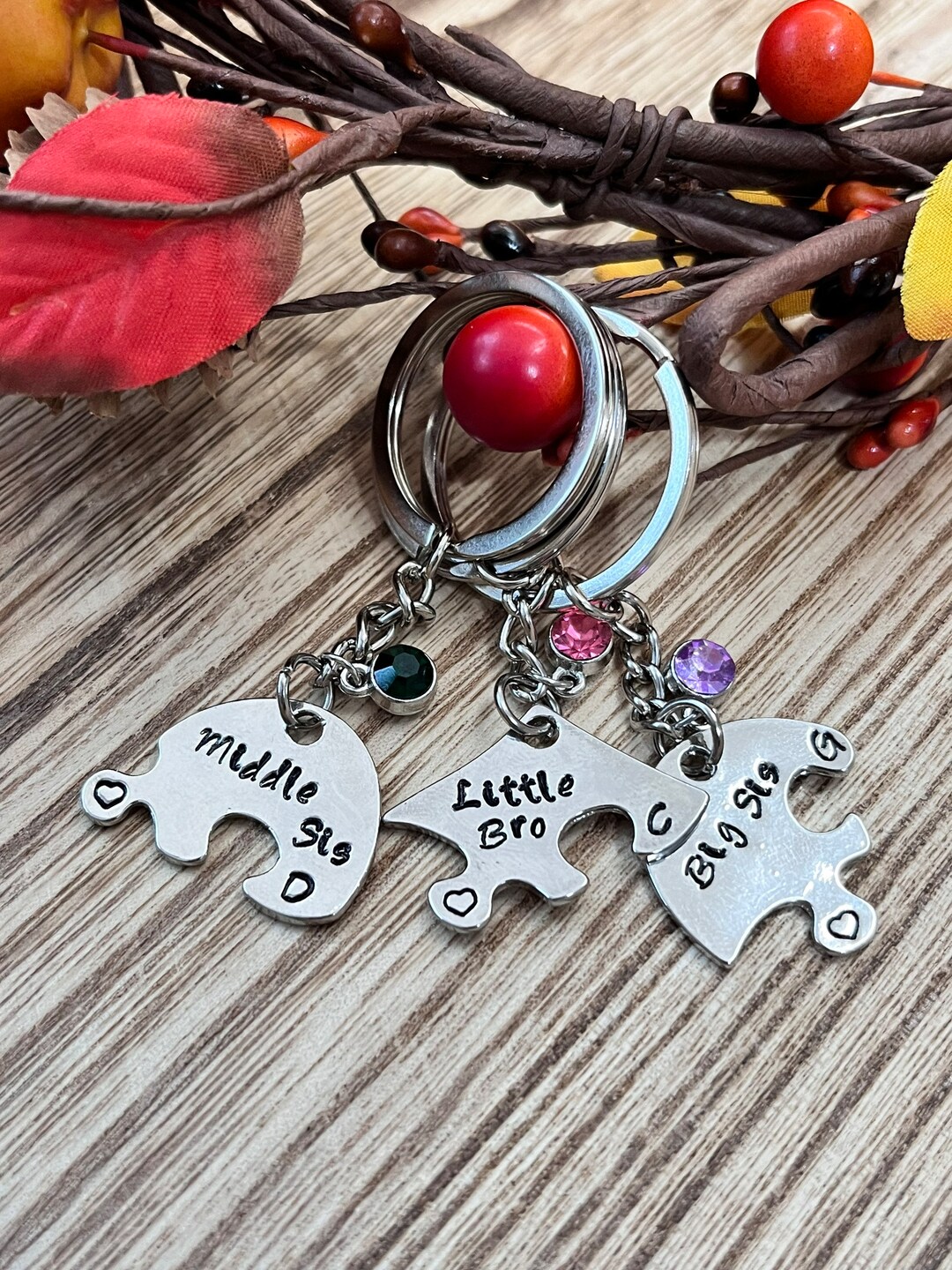 Customize, Personalize, Puzzle Keychain, Keyring, Sisters Gift, Three ...