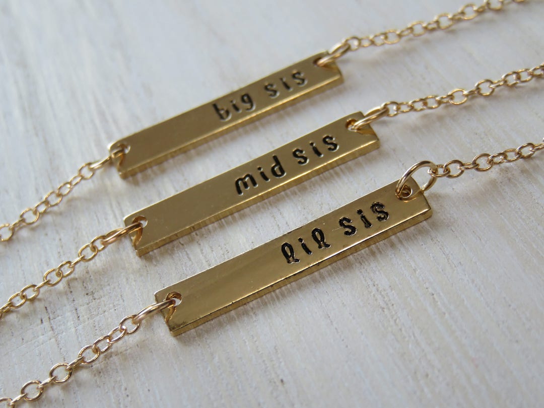 Gold, Silver, Sibling Necklaces Big, Middle, Little Sister, Ideal Gift ...
