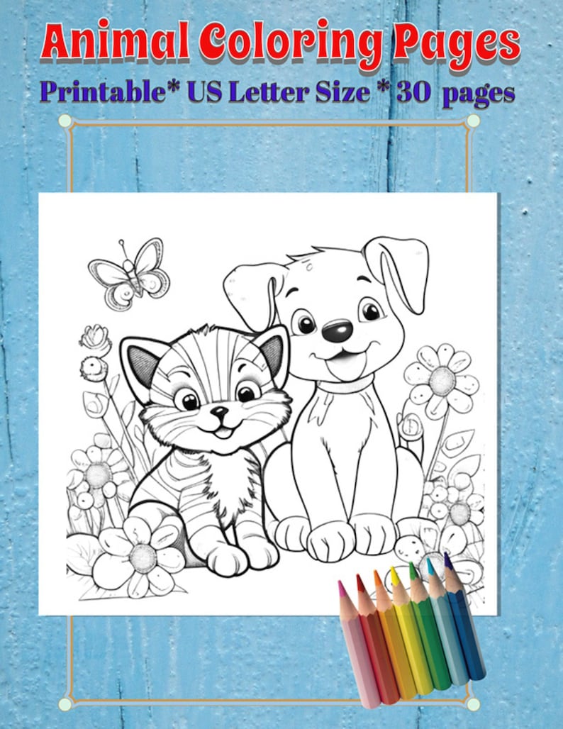 Cute Baby Animals Digital Download, Printable Coloring Book, 30 Pages ...