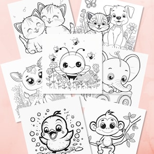 Cute Baby Animals Digital Download, Printable Coloring Book, 30 Pages ...