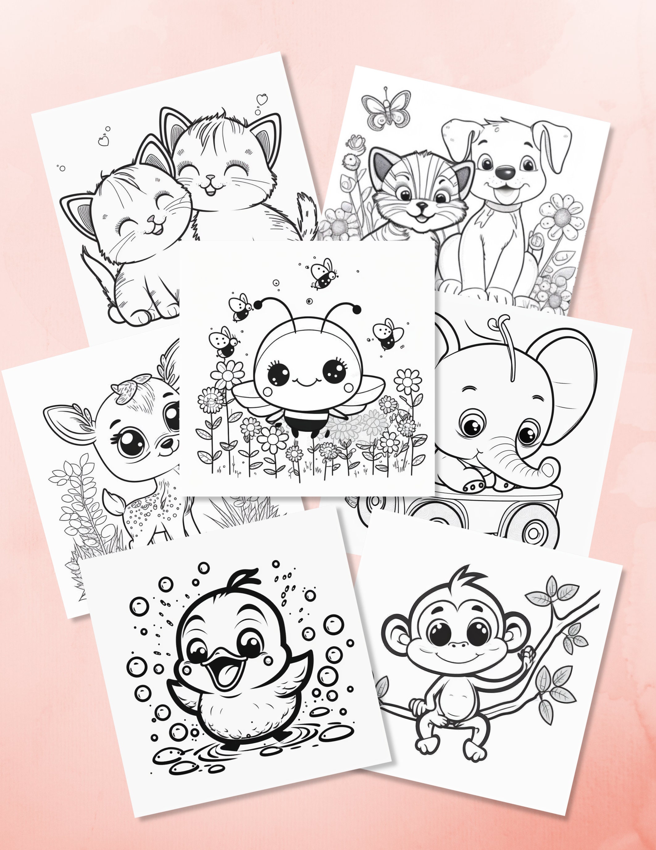 Cute Baby Animals Digital Download, Printable Coloring Book, 30 Pages ...