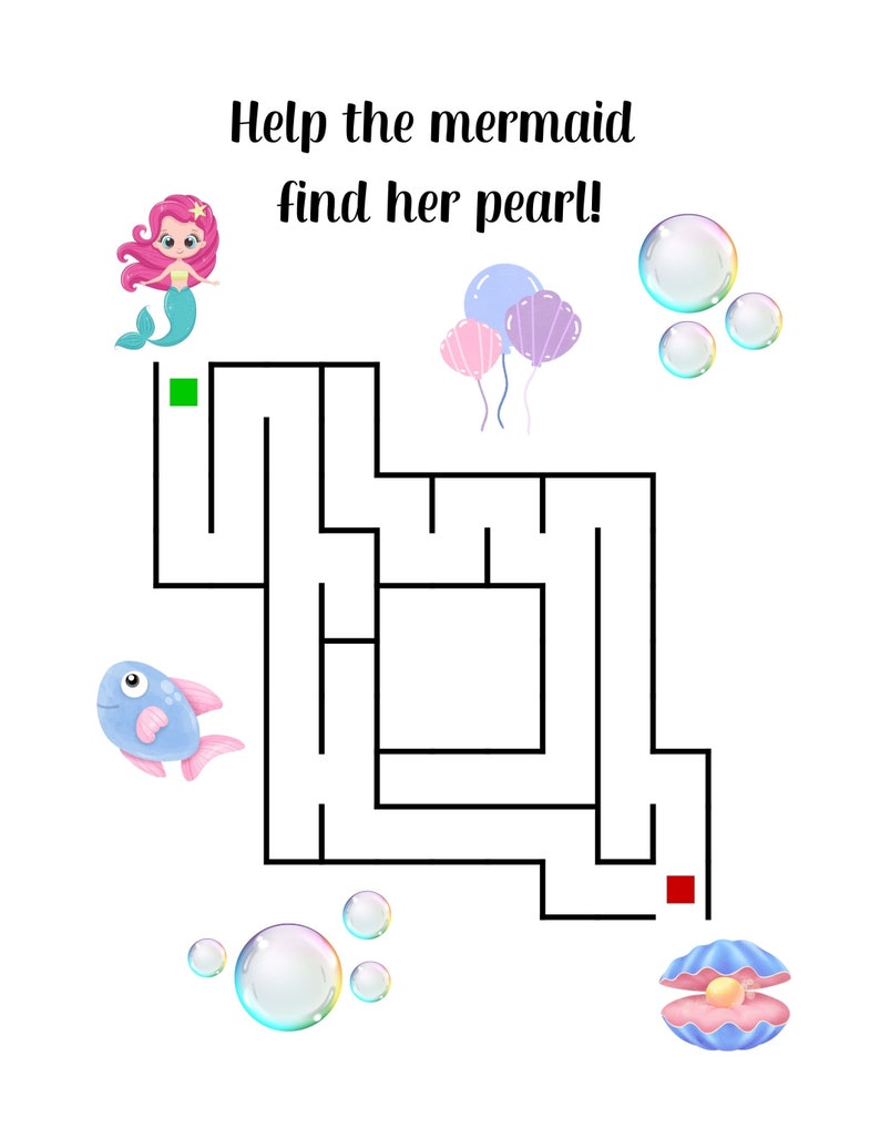 Mermaid Coloring and Activity Sheets, Preschool Edition, 20 Pages ...