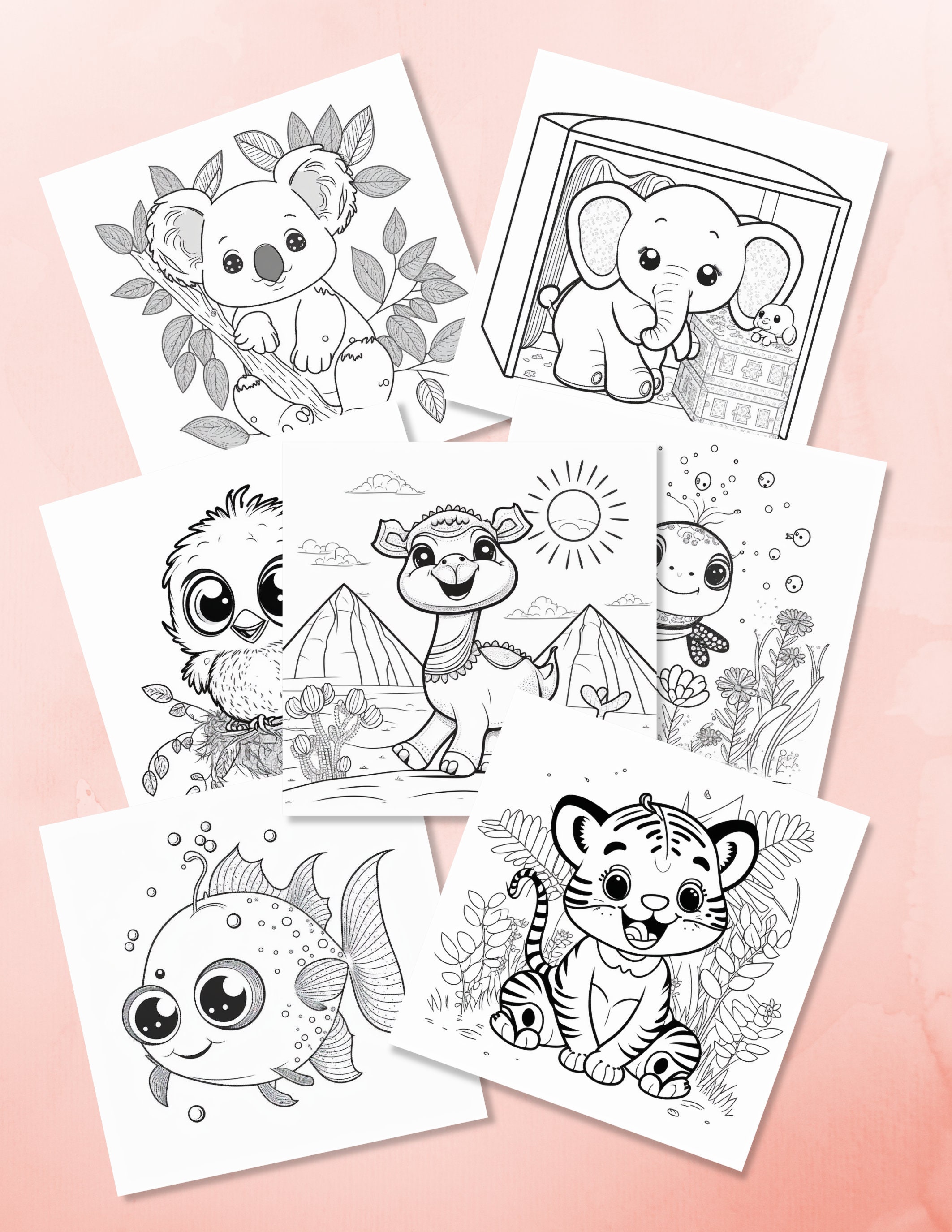Cute Baby Animals Digital Download, Printable Coloring Book, 30 Pages ...