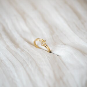 Open Four Diamond Solid Gold Engagement Ring, Dainty Gold Promise Ring ...