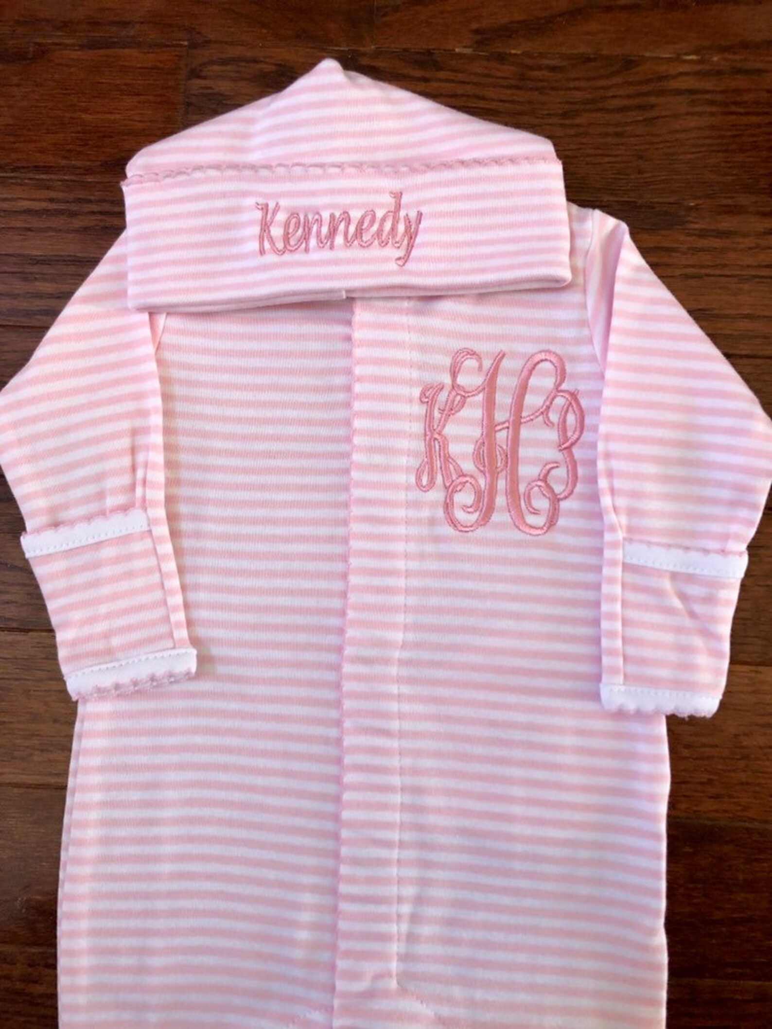 Monogrammed Blue Stripe Footie Monogrammed Newborn Footie - Etsy