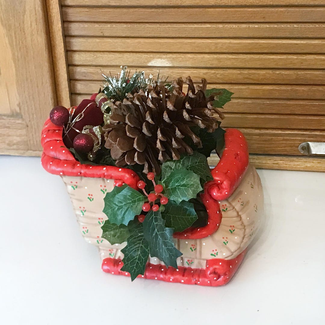 Vintage Kimple Ceramic Sleigh Kimple Santa Sleigh Hand Painted Ceramic ...