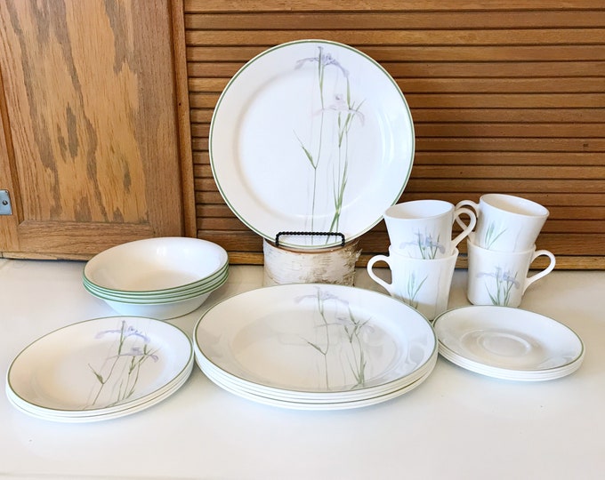 Corelle Shadow Iris Dinnerware Set for 4 - 20 Pieces - Vintage Corelle - Etsy
