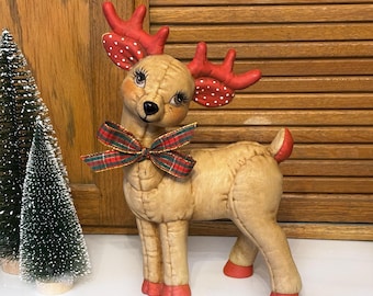 Vintage Kimple Christmas Reindeer - Quilted Look - Ceramic Holiday ...