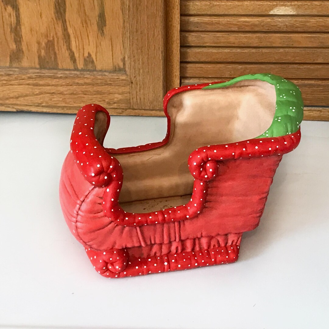 Vintage Kimple Ceramic Santa Sleigh: Hand-painted Holiday Decor - Etsy