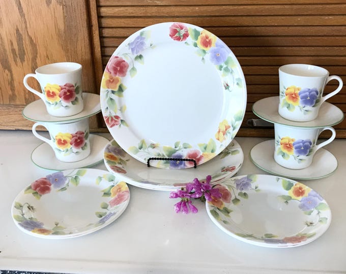 Corelle Summer Blush Dinnerware Set - 16 Pieces - Corelle Pansies ...