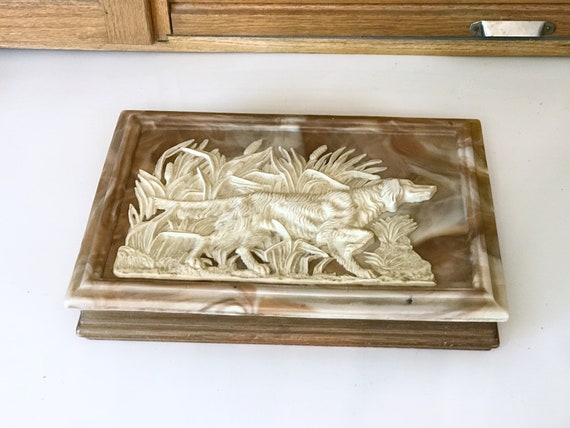 Vintage Incolay Dante Men's Valet Box - Hunting Dog S… - Gem