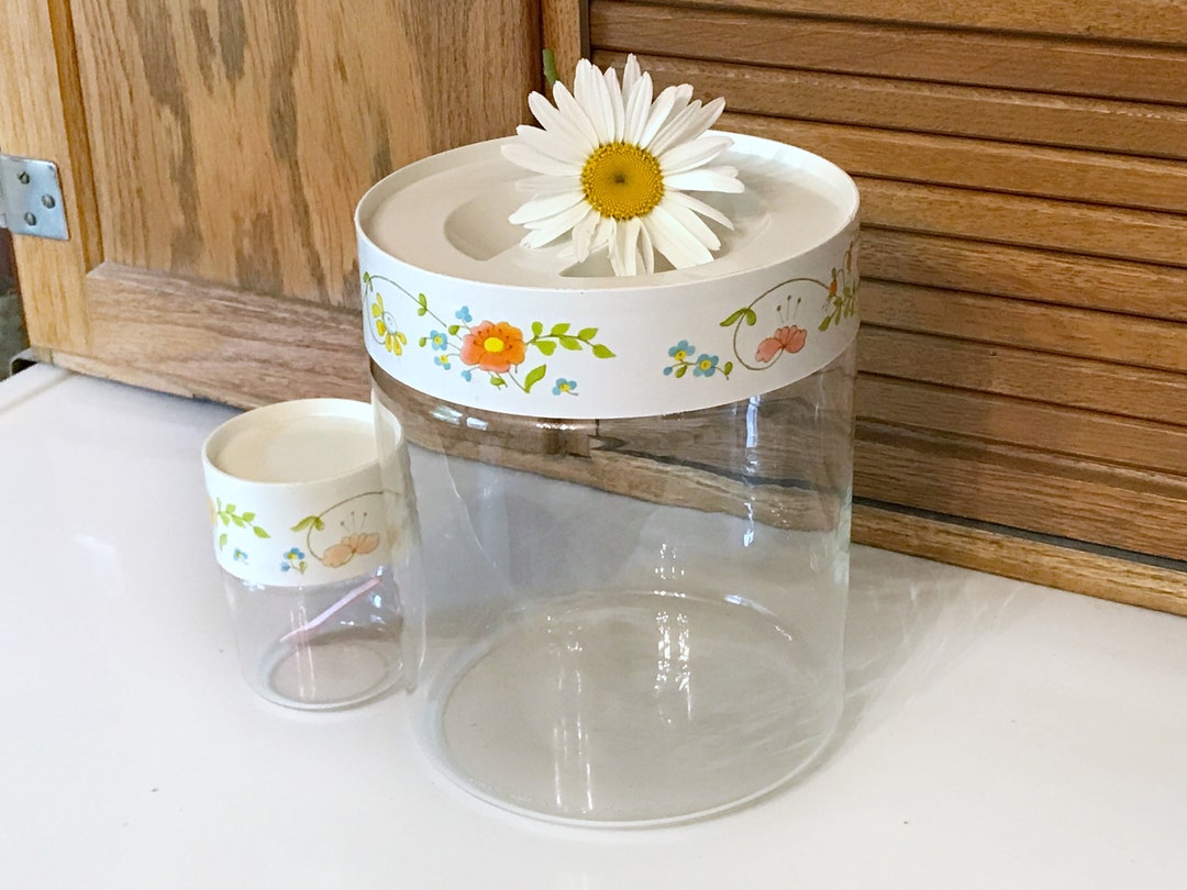 Vintage Pyrex See N Store Glass Canisters- Set of 2 - Wildflower ...