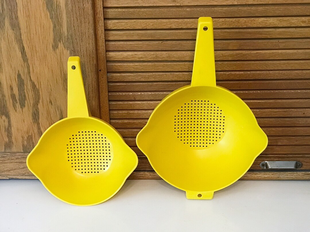 Vintage Yellow Tupperware Strainer Colanders - Set of 2 - 2 Qt, 1 Qt ...