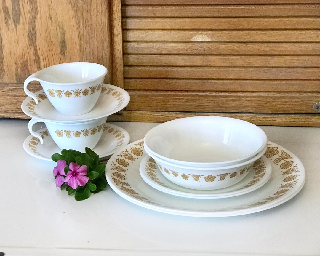 Vintage Corelle Butterfly Gold Dinnerware Set for Two (10 Pieces) - Etsy