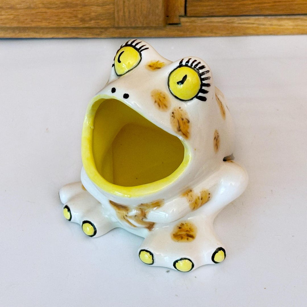 Vintage Ceramic Frog Sponge Holder: Hand-painted 80s Kitchen Decor - Etsy